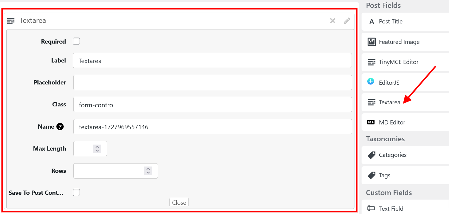 Textarea - WP Front User Submit